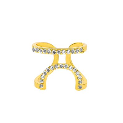Geometric Open Adjustable Nail Ring Korean Fashion Rhineston