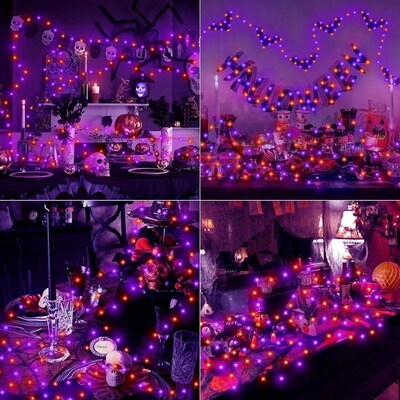 12m100 LED Purple Orange String Light Outdoor Battery Powere