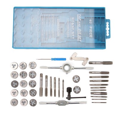 40PCS M3-M12 Metric Tap and Die Set Tap Drill Bits Tap Wrenc