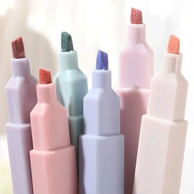 6pcs/set Pastel Color Highlighter Kawaii Stationery Color Ma