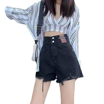 High Waist Denim Shorts Womens Summer Thin Loose Half Jeans
