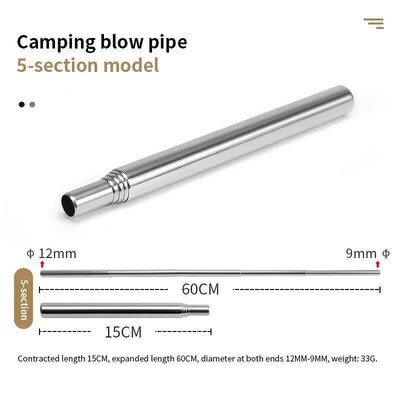 Outdoor Camping Blow Fire Tube Blowpipe Collapsible High Eff