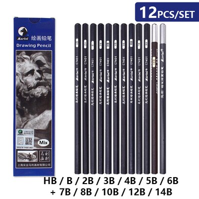 12 PCS/LOT graphite pencil set 6H-14B Professional sketch笔