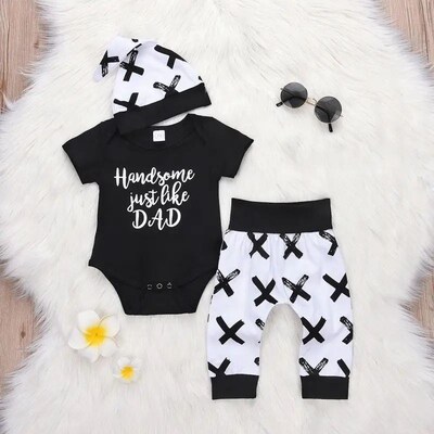 0-24 Month Toddler Kids Baby Boy 3Pcs Clothes Set Newborn In