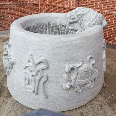 石雕井口井圈井盖圆形庭院家用老井口仿古石头老式青石做旧水井口