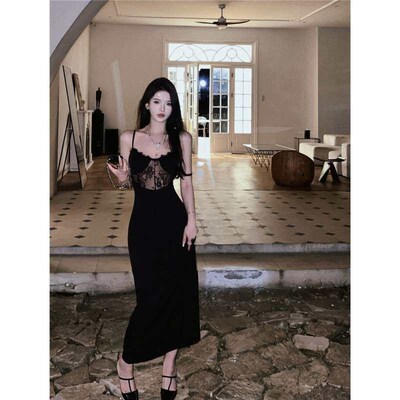 French Style Vintage High Texture Lace Dress Womens Autumn