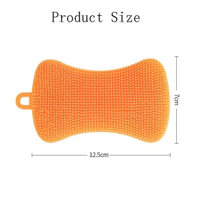 1Pcs  Kitchen Silicone Sponge Dish Washing Scrubber Househol