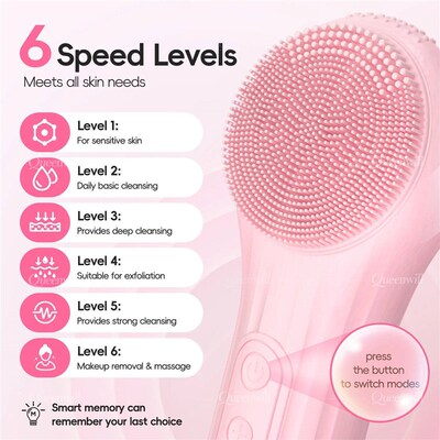 Electrc Sonc Waterproof Facal Cleansng Brush Rechargeable Ho