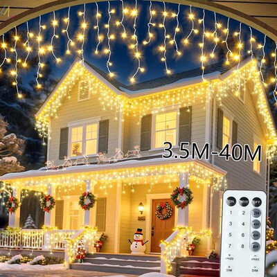 Icicle String LED Lights Christmas Garland New Year Decor