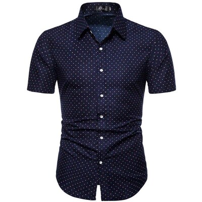 M-5XL Dot-Print Business Casual Shirts for Summer Short Slee