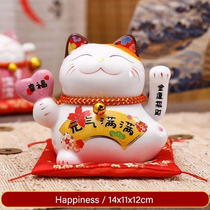 5 inch Ceramic Fortune Cat Waving Hand Lucky Cat Plutus Cat