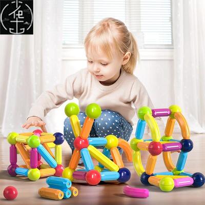Set Konstruksi Magnetik Anak-anak Bola Magnetik Stik Blok Ba
