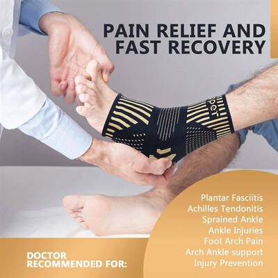 BraceTop 1 Pair Copper Ankle Brace Support Compression Sleev
