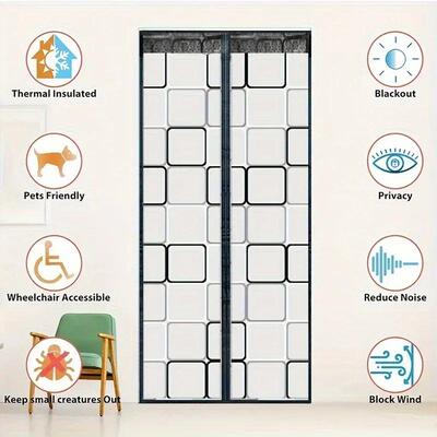 Magnetic Door Curtain No Drill Easy Install Windproof EVA Wi