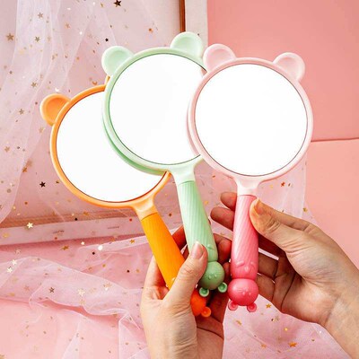 Cute Cartoon Handheld Makeup Mirror Womens Portable Compact