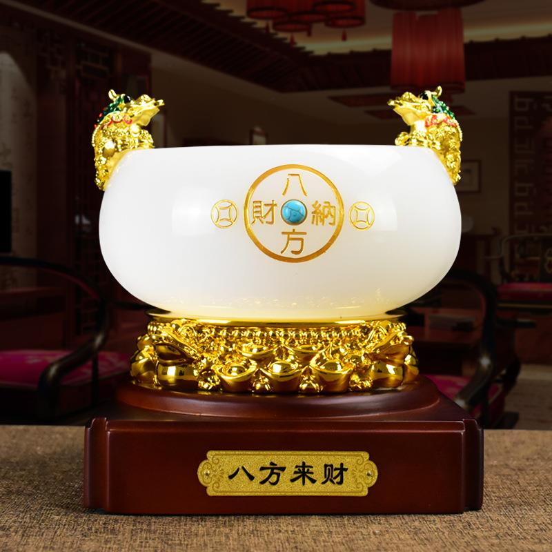 高档聚宝盆摆件琉璃办公室桌面酒柜前台创意工艺装饰开业商务礼品