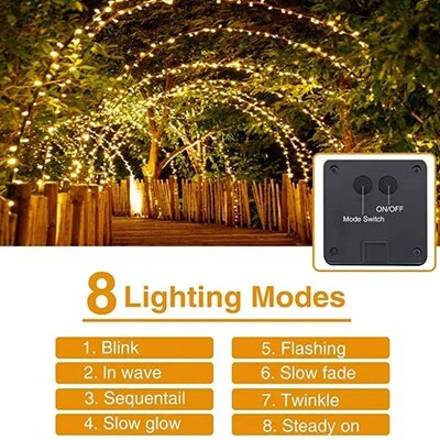 Led Solar Fairy String Lights 8 Modes Christmas Led Light Ou