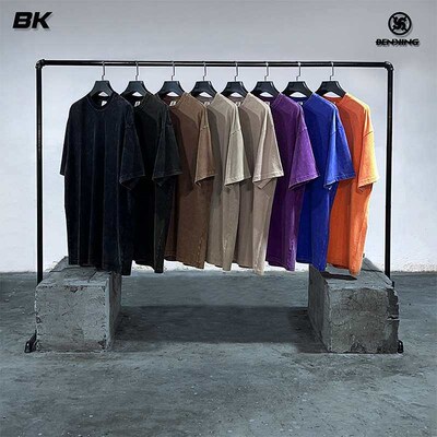 BK Mens Wear  Heavy 250G Retro Washed Old Loose Cotton Men