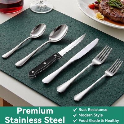 Stainless Steel Silverware Set Steak Knives Kitchen Utensils
