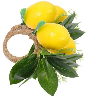 4 Pcs Lemon Napkin Rings Artificial Buckles Faux Plant
