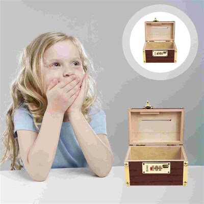 Supvox Wooden Treasure Chest Vintage Decorative Box for Coin