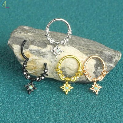 Crystal Septum Nose Rings Piercing Nose Hoop Earring Jewelry