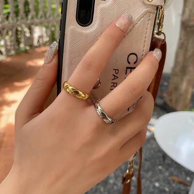 Fashion electroplating hemp rope shape ring design sense ope