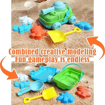 Childrens beach toys, playing with sand, digging an hourgla