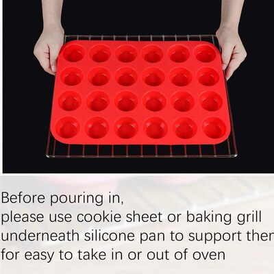 Silicone Muffin Pan Mini 24 Cups Cupcake Pan Baking Nonstick