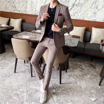Suit Set Slim-fit Small Suit Mens Professional Formal Dress