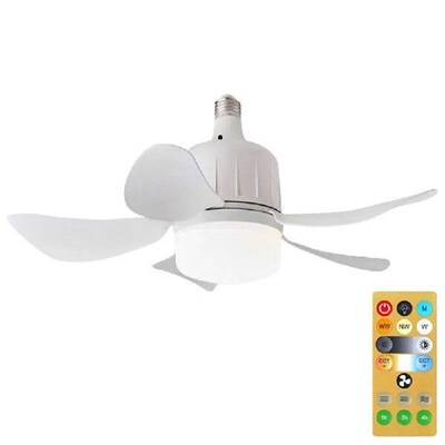 LED Mini Ceiling Fan E27 Base 3 Colors Dimmable Light Bulb