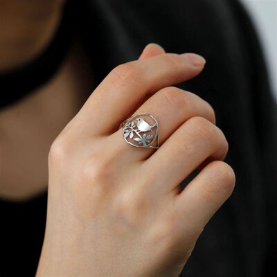 Skyrim Bird ree Leaves Ring Stainless Steel Women Finger Rin