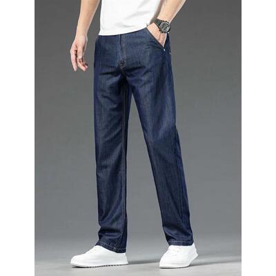 Summer+Thin+Modal+Fabric+Jeans+Mens+Classic+Style+Loose+Str