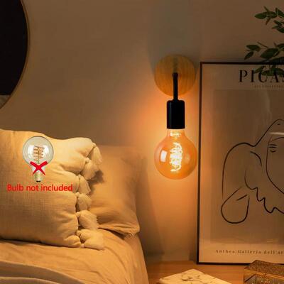 Wood Wall Lamp Vintage Sconce Wall Lights Fixture E27 Bedsid