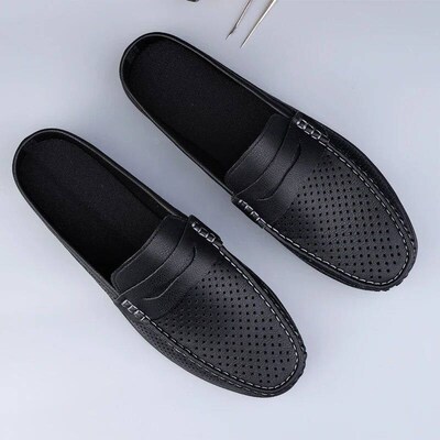 Mens Outdoor Slippers Hollow Out Loafers for Men Fashion Le