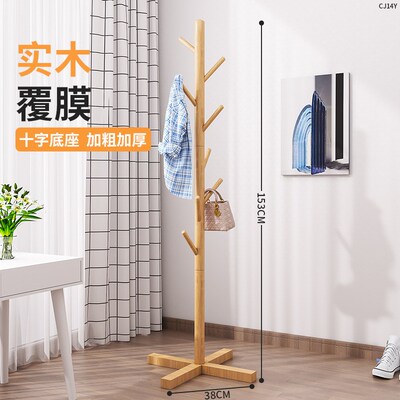Wooden  Tree Coat Rack, Freestanding 8 Hooks Bedroom Hats