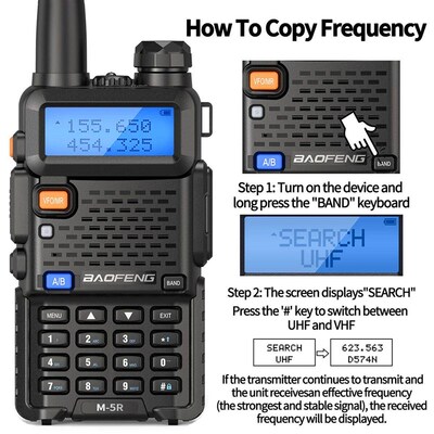 1/2pcs Baofeng M-5R Walkie Talkie Full Bands Wireless Copy F