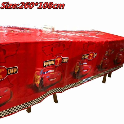 1pcs 260*108cm Cartoon Red Cars Theme Party Birthday Disposa