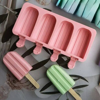 Silicone 4 Cavity Oval Double Grooved Ice Cream Mould Creati