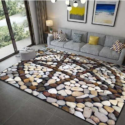 3D Cobblestone Creative Carpet for Door Living Room Bedroom