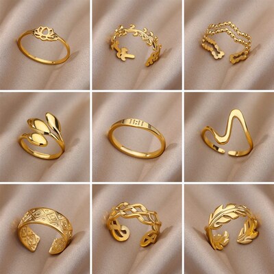 Stainless Steel Twist Chain Adjustable Rings for Women Men S
