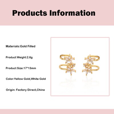 ISUEVA Gold Filled Flower Earcuff Without Piercing Earclip