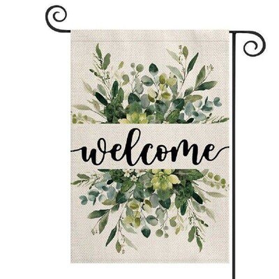 Floral Welcome Garden Flag Double Sided 12x18 Inch