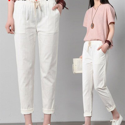 Garemay Cotton Linen Pants for Women Trousers Loose Casual S
