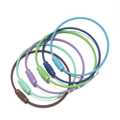 10pcs/lot 50mm Iron Key Ring Colorful Keychain Rings Screw L