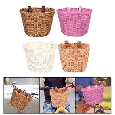 Bicycle Basket Rattan Woven Bike Storage Front Handlebar