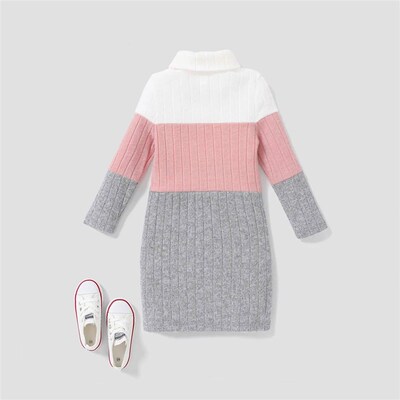 PatPat Toddler Girl Avant-garde  Fabric Stitching Dress Soli