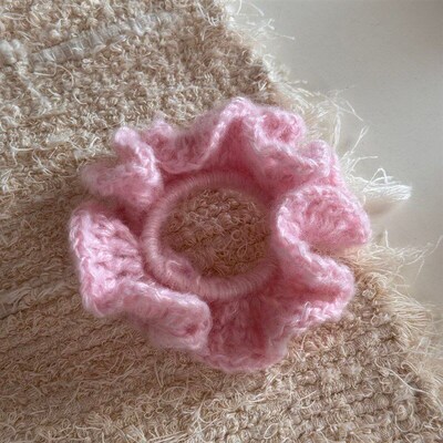 Soft Woven Ribbon Knitted Yarn Small Hair Tie Winter Atmosph