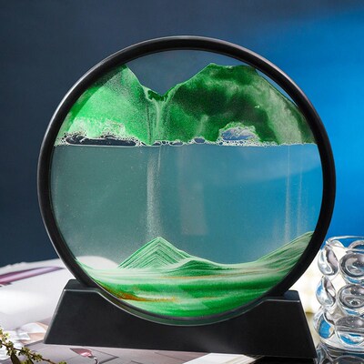 Round Glass 3D Deep Sea Sandscape Moving Sand Art Picture In