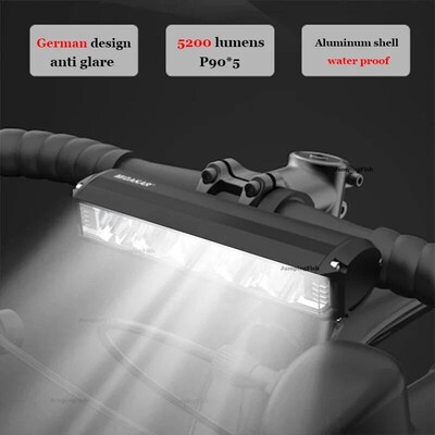 8000mAh 5 Led Bike Light Front Waterproof Led Flashlight for